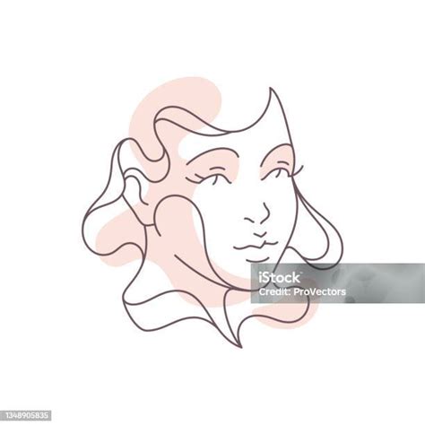 미니멀 한 손으로 그린 여성 실루엣 초상화 디자인 요소 스팟 파스텔 컬러 로고로 장식 그래픽 프린트에 대한 스톡 벡터 아트 및 기타 이미지 그래픽 프린트 그리기