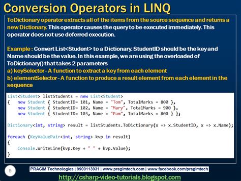 Sql Server Net And C Video Tutorial Part 15 Conversion Operators In Linq
