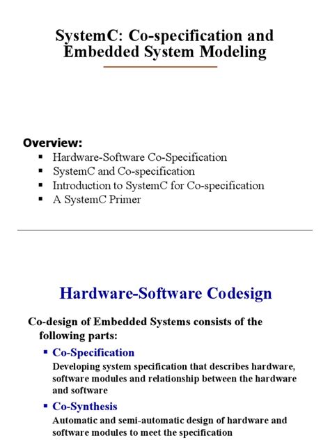 a comprehensive introduction to systemc for hardware software co