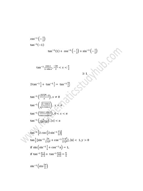 2 Inverse Trigonometric Functions Ncert Important Questions Pdf