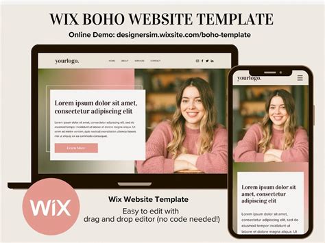 Modern Wix Website Template Customizable Boho Template Service