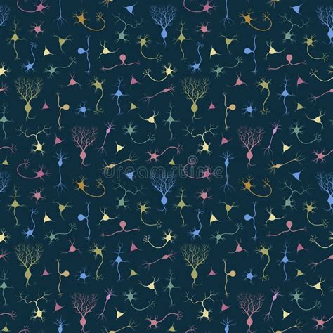 Vector Seamless Pattern With Neurons Science Print Stock Illustration Illustration Of Neurone