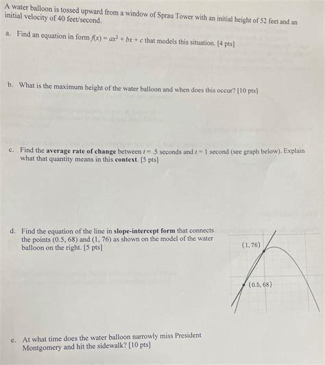 Solved A Water Balloon Is Tossed Upward From A Window Of