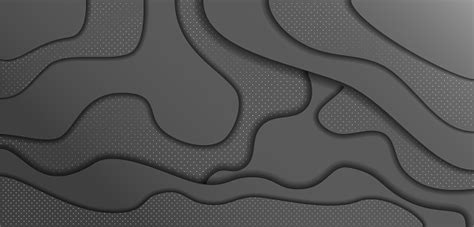 검은 종이 컷 배경 물결 모양의 레이어와 황금 하프톤 효과 패턴질감의 추상적 인 사실적인 종이 컷 장식 3d 지형 완화 벡터