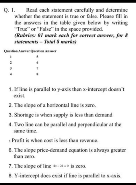 Solved Q 1 Read Each Statement Carefully And Determine