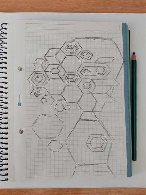 Hexagon Sketch Hexagon Drawing Hexagon Drawings Art Drawings