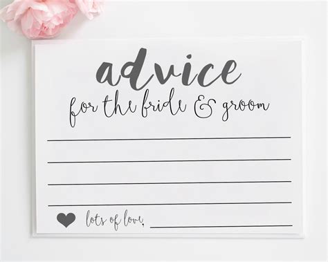 Free Printable Wedding Advice Cards Templates Printable