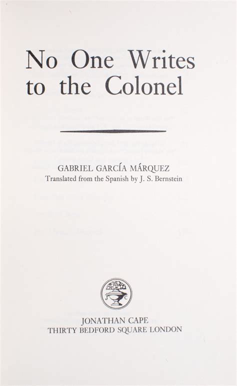 no one writes to the colonel gabriel garcía márquez j s bernstein