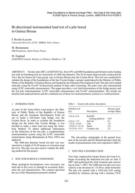 Pdf Bidirectional Instrumented Load Test Of A Pile Bored In Guinea Bissau