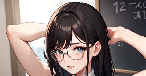 女教師 眼鏡女子 黒猫のイラスト Pixiv