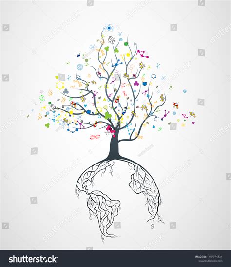 Concepts Molecular Structure Trees Roots Globes Stock Vector Royalty