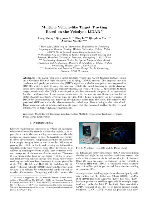 pdf multiple vehicle like target tracking based on velodyne lidar