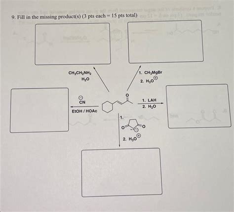 Solved 9 Fill In The Missing Products 3 Pts Each 15