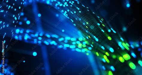 Futuristic Data Stream Digital Flow Dynamic Pattern With Power Rays And Light Data