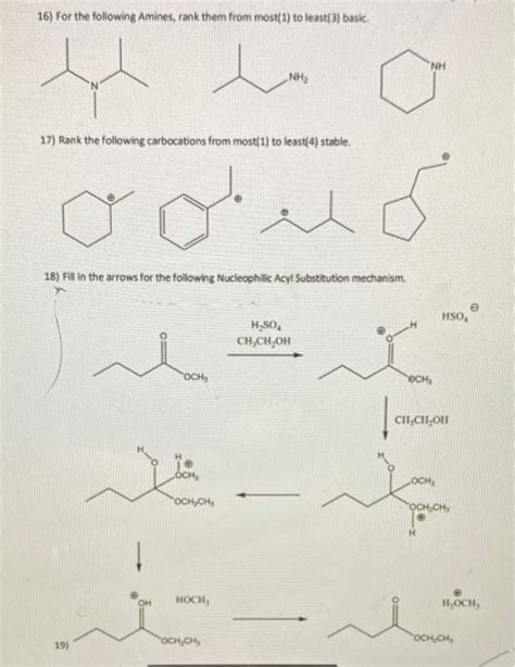 solved 16 for the following amines rank then from most 1