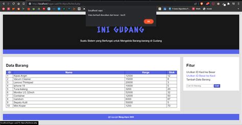 Menambahkan Fungsi Alert Di Bagian Ascending Descending Dan Input Data · Issue 8 · Meng Alpro