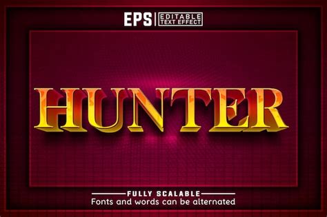 Premium Vector Hunter 3d Editable Text Effect