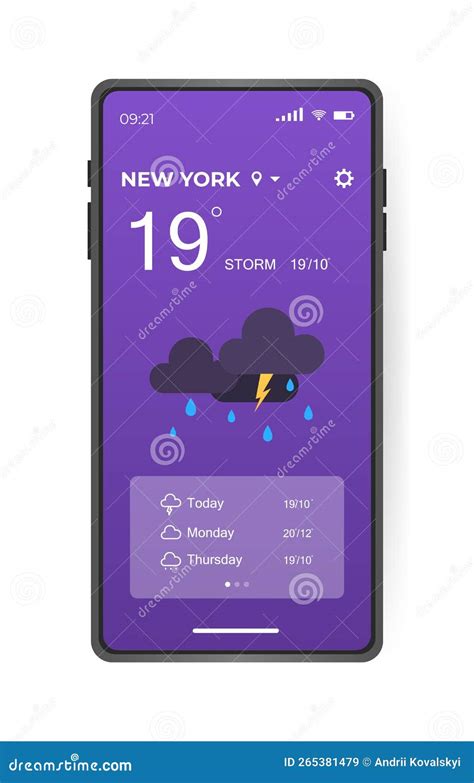 Mobile Weather App Interface Design GUI Elements For Weather Forecast Mobile App Realistic