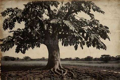 Texture Vintage Cocoa Tree And Nature Field On Torn Paper Background Generative By Ai Stock