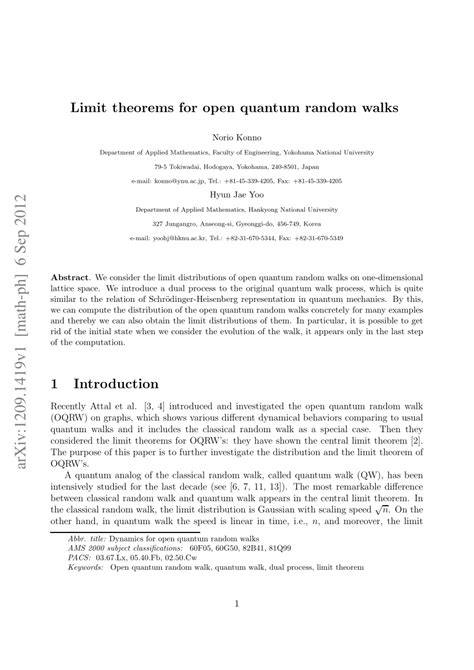 Pdf Limit Theorems For Open Quantum Random Walks
