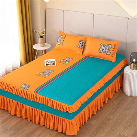 코튼 소재 레이스 스커트 탄성 소재 침대 시트 3 매 침구 세트 침대 시트 커플 이불 세트 Aliexpress