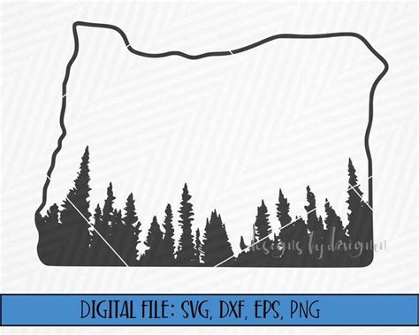 Digital File Oregon Silhouette With Treeline Cut File Svg Dxf Eps Png Oregon Outline Oregon
