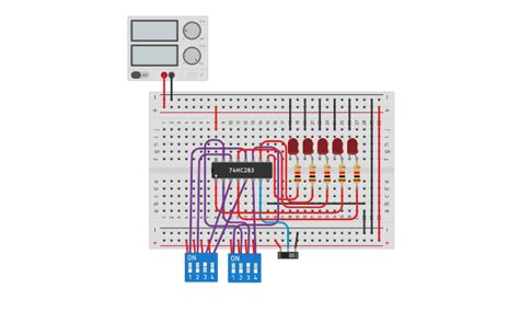 Circuit Design Experiência Somador De 4 Bits Tinkercad