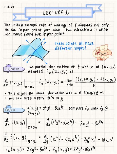 Partial Derivatives Multivariable Calculus Calc Iii Notability