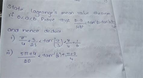 State Lagrange S Mean Value Theorem If