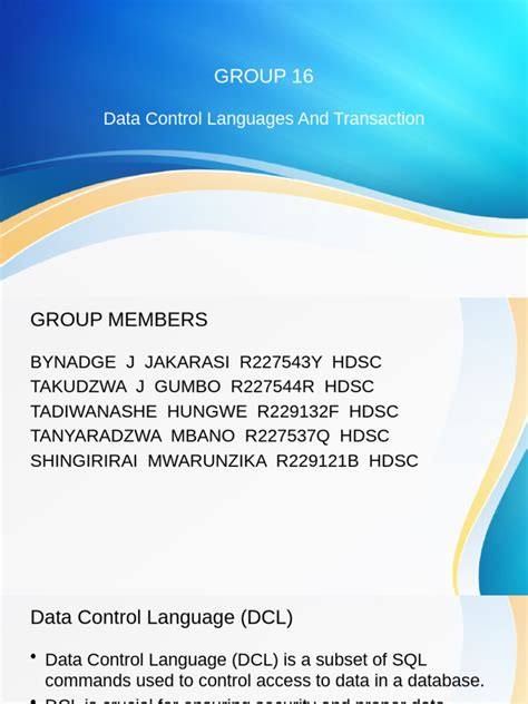 Data Control Languages And Transaction Pdf Database Transaction Data Management Software