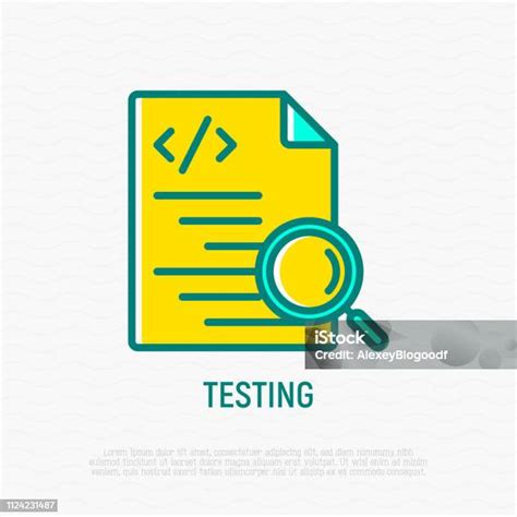 소프트웨어 테스트 돋보기 얇은 라인 아이콘 코드 현대 벡터 일러스트입니다 Html에 대한 스톡 벡터 아트 및 기타 이미지