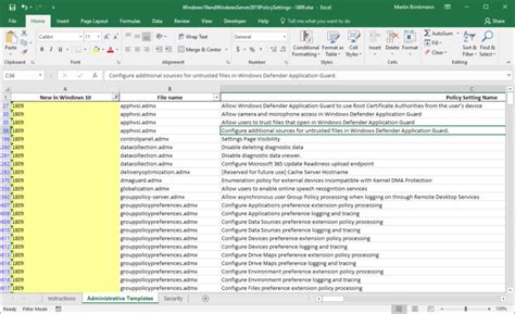 Windows 10 Group Policy Settings Spreadsheet — Db