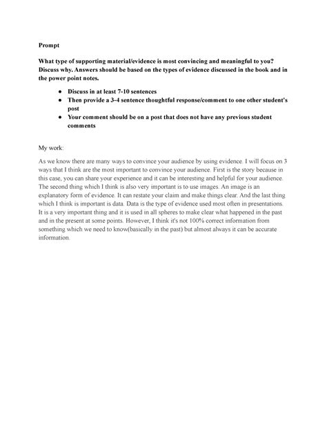 Discussion Supporting Evidence Prompt What Type Of Supporting