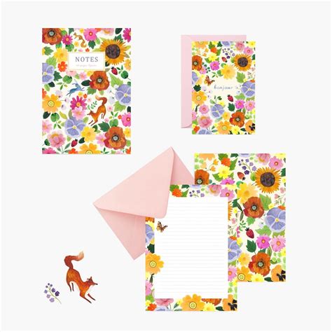 Set Of Stationery With Letter Writing Greeting Cardnotebook