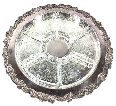 Lot Sheridan Silver Plate Lazy Susan With Glass