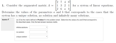 Solved 2 7 4 0 1 Consider The Augmented Matrix A 1 3 21for