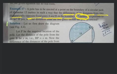 Example A Pole Has To Be Erected At A Point On The Boundary Of A Cir