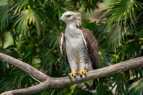 Harpy Eagle Bird Perched On A Branch In Nature Realistic Photo