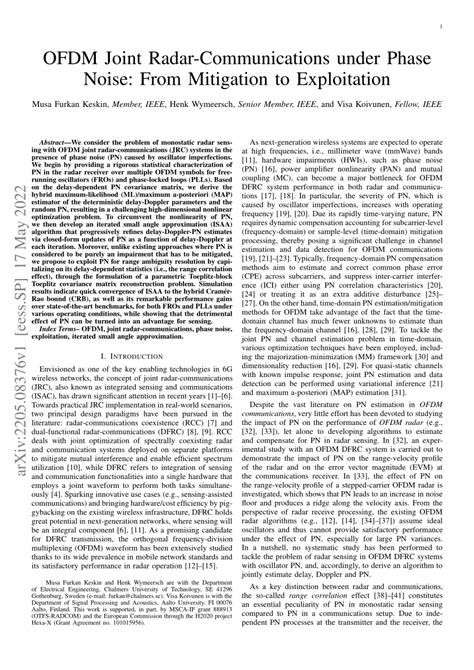 Pdf Ofdm Joint Radar Communications Under Phase Noise From