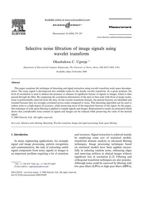pdf selective noise filtration of image signals using wavelet transform dokumen tips