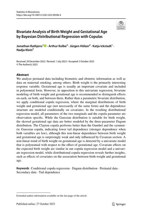 Pdf Bivariate Analysis Of Birth Weight And Gestational Age By