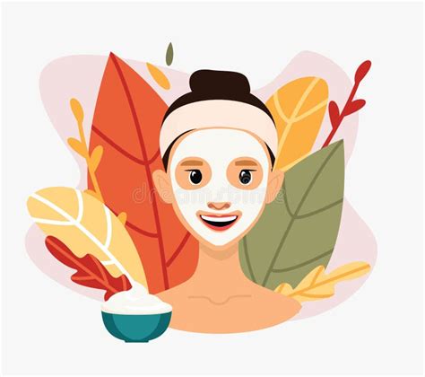 Woman With Cosmetic Facial Mask Stock Vector Illustration Of Young