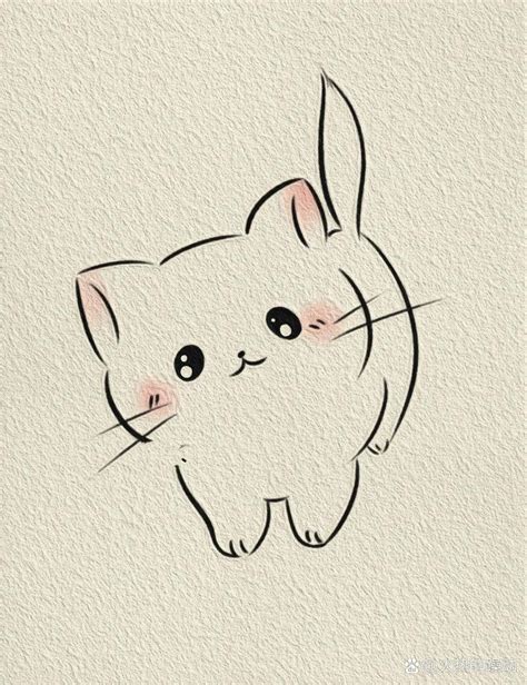 猫简笔画黑白可爱简笔画图片大全