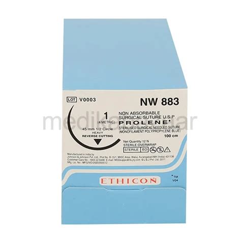 Ethicon Prolene Sutures Usp 1 1 2 Circle Reverse Cutting Heavy Nw883