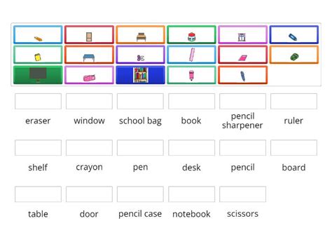 Classroom Objects Match Up