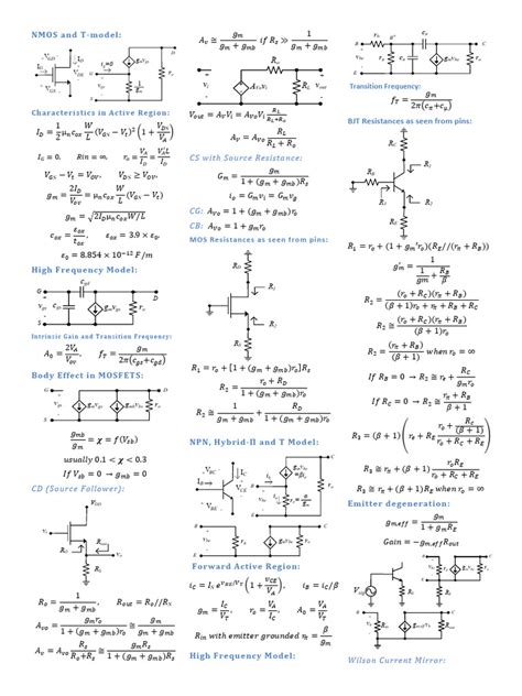 Ee336 Cheat Sheet Pdf Digital Electronics Electrical Circuits
