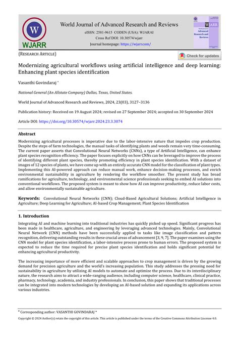 Pdf Modernizing Agricultural Workflows Using Artificial Intelligence And Deep Learning