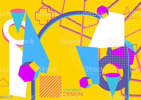 빈티지 그래픽 모양 템플릿입니다 최소한의 기하학적 포스터 배너 디자인 추상 기하학적 복고풍 요소 테마 커버 가리기에 대한 스톡