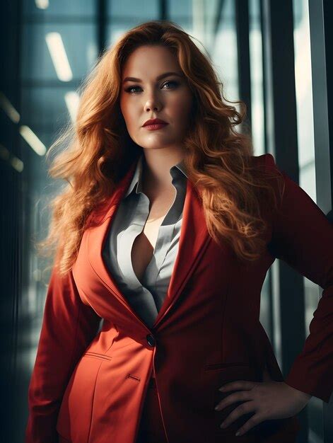 Premium Ai Image Plus Size Business Woman Model In A Suit Office