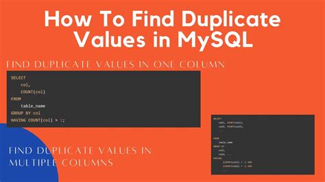 How To Find Duplicate Values In Mysql Youtube
